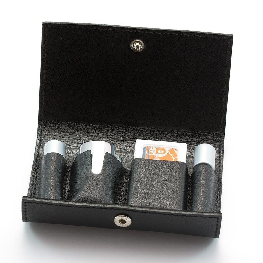 Travel Safety Razor Merkur 46C Satin chrome, black leather case, 10 ...